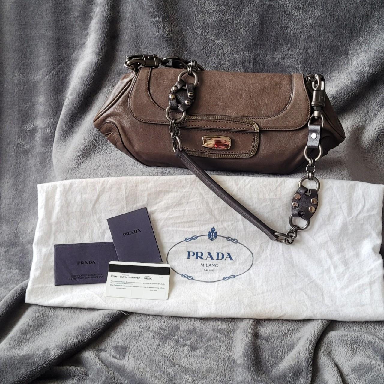 Prada brown leather Buffalo Skipper Shoulder Bag... - Depop