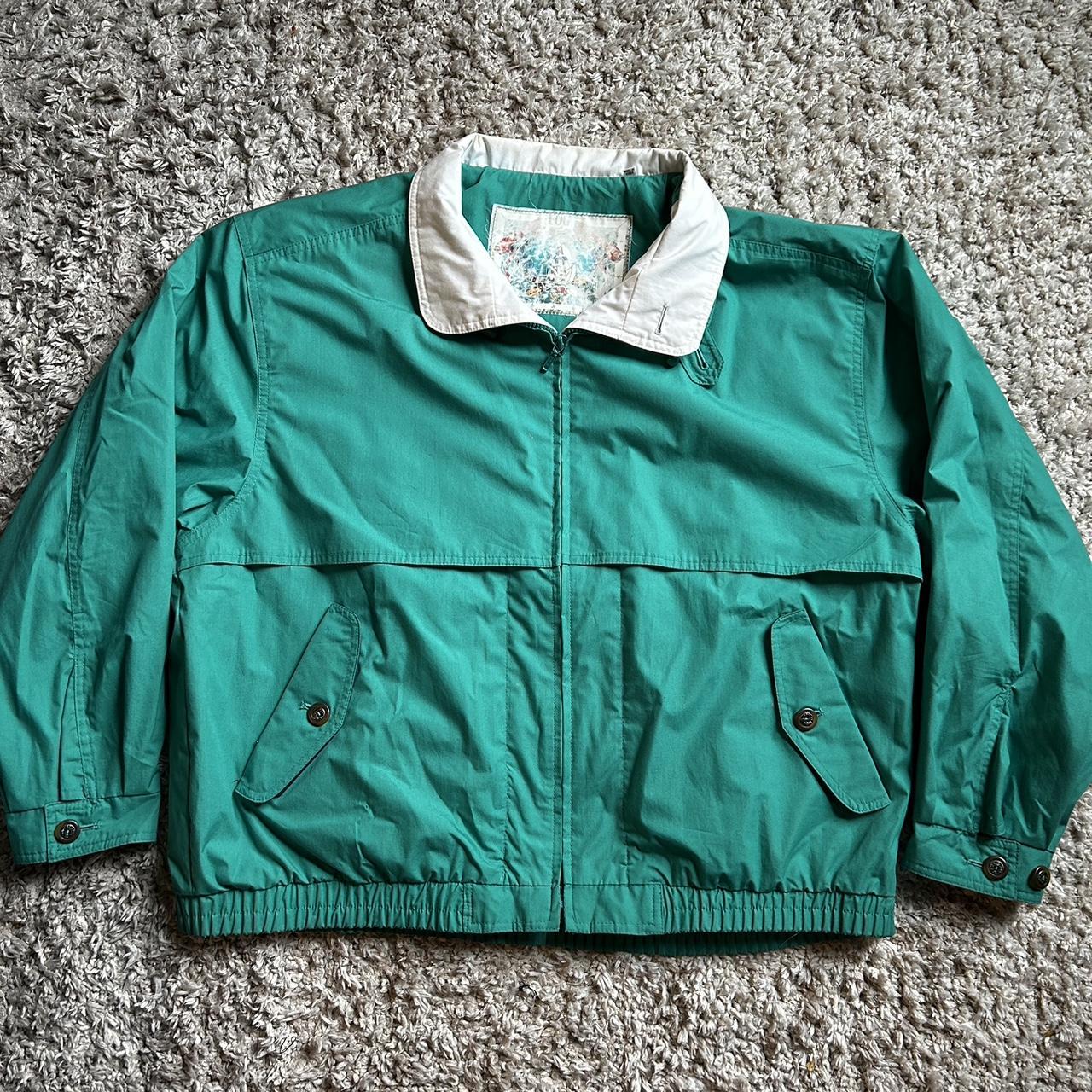 Vintage 80s London fog teal windbreaker Size XL,... - Depop