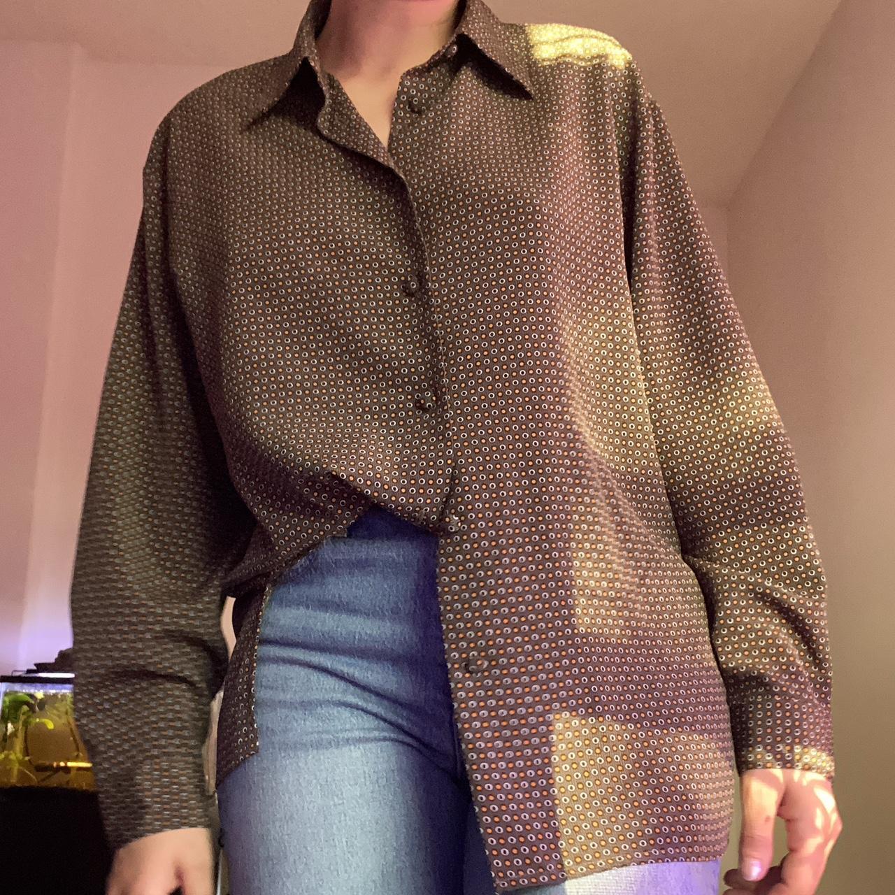 Vintage 90s takes on 70s Milano button down... - Depop