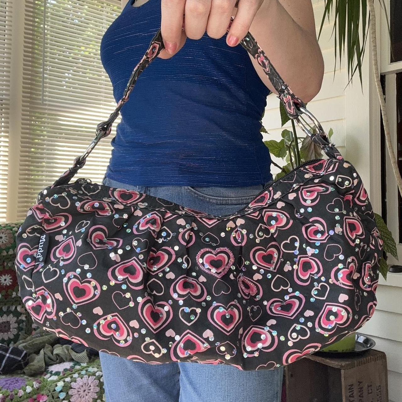 Y2k Mudd beaded heart handbag with iridescent... - Depop