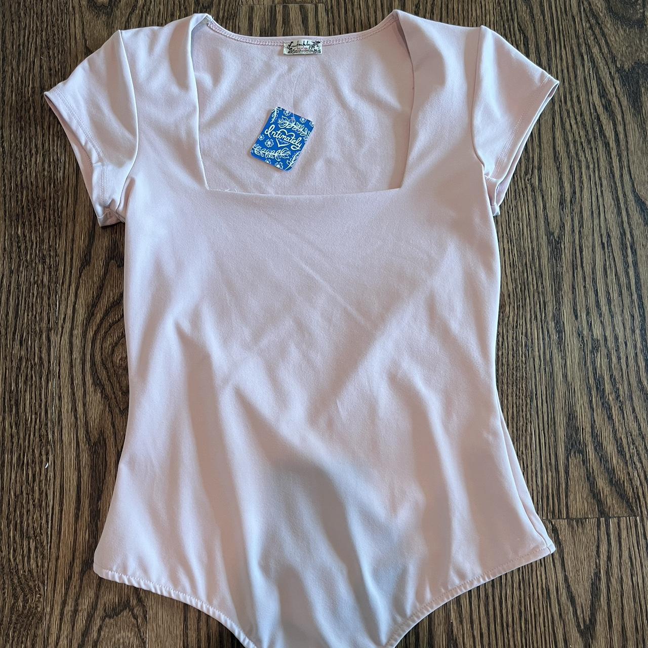 Free People square neck bodysuit - light pink, NWT - Depop