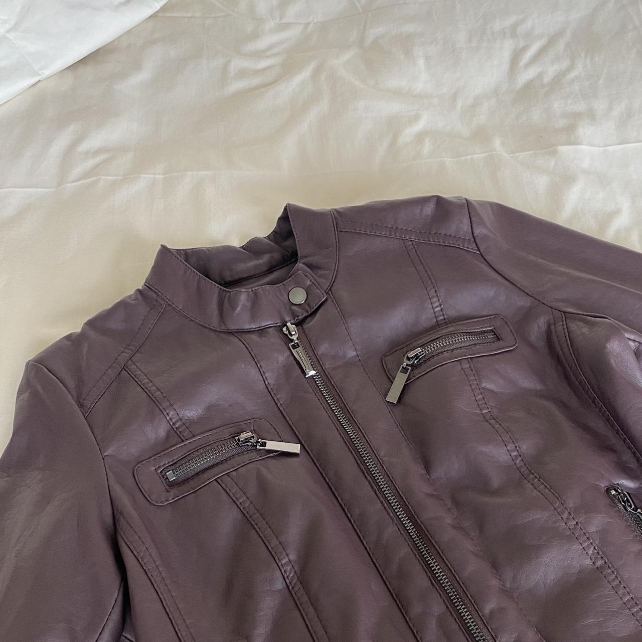 Small JouJou faux leather jacket in a deep purple... - Depop