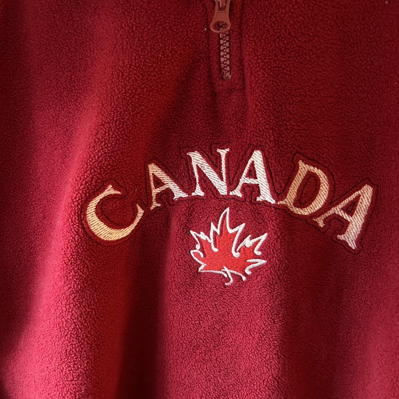 red quarter zip fleece canada design size medium but... - Depop