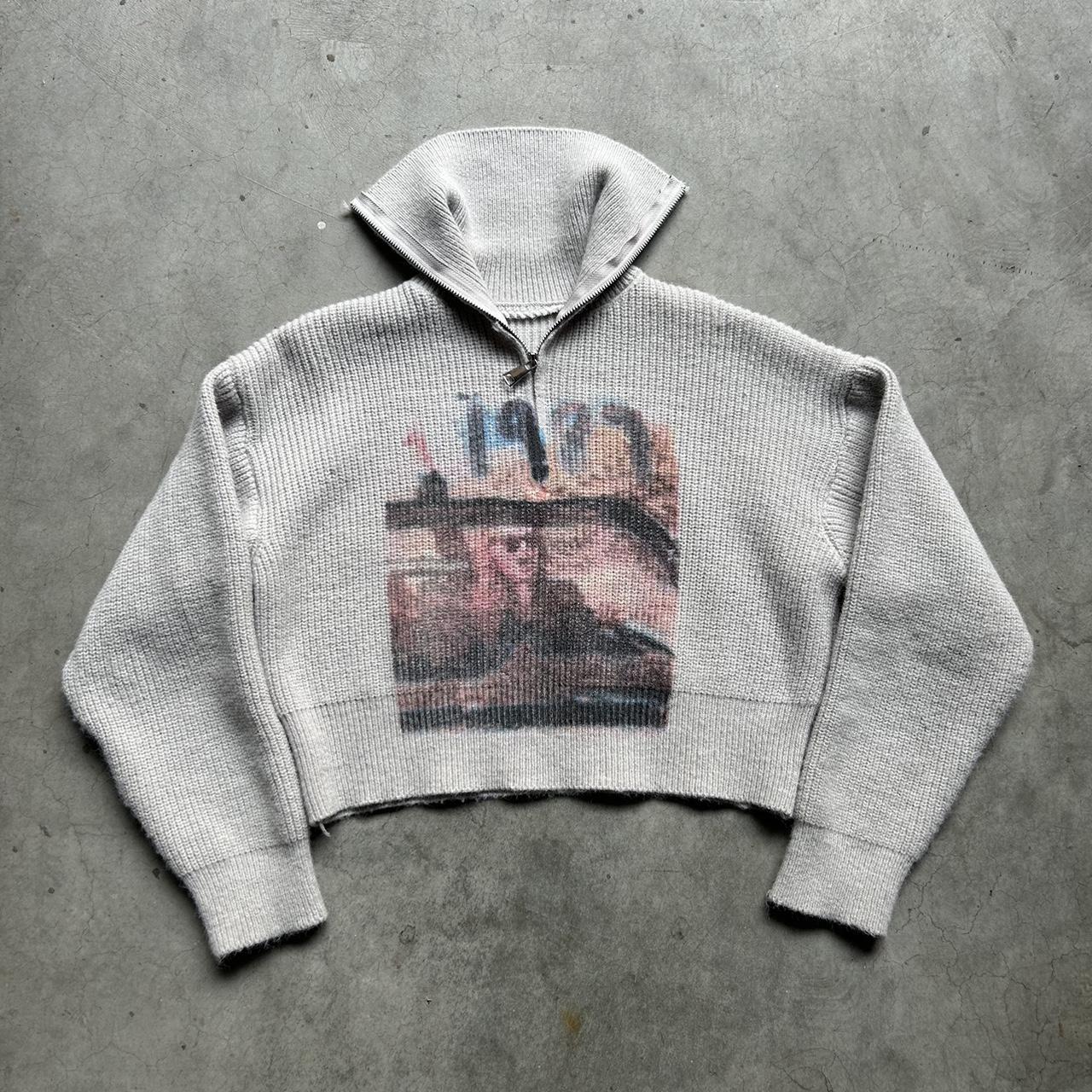 Faded spray paint style sweater comfy and street... - Depop