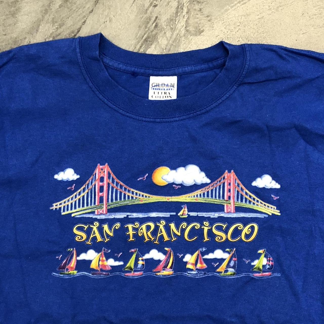 2000s San Francisco graphic tee with multi-coloured... | Depop