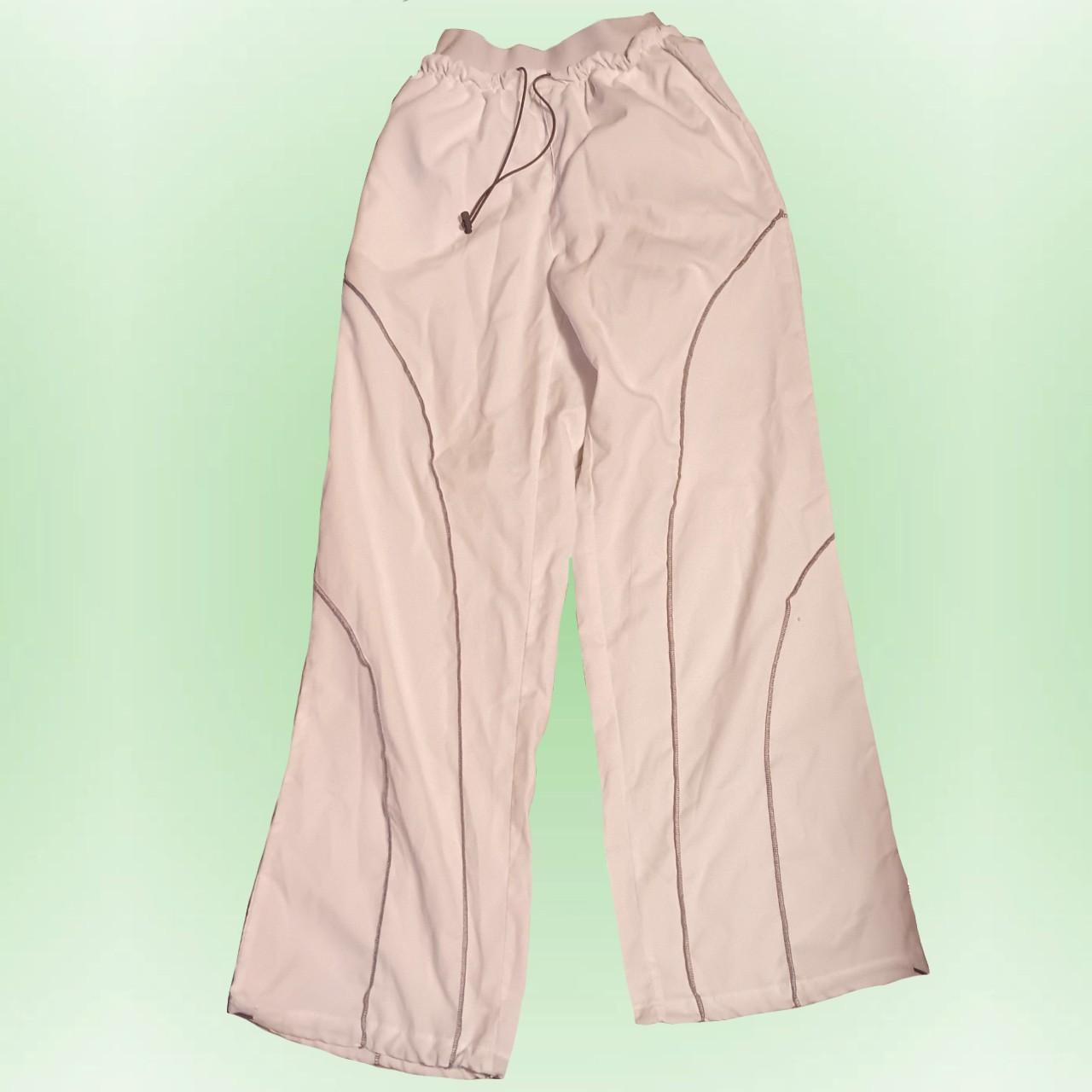 White drawstring pants Wide leg Slightly transparent - Depop