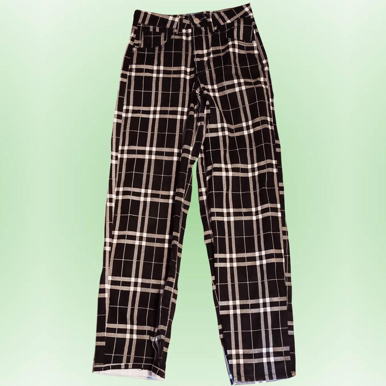 Black and white plaid pants Size small Brand-... - Depop