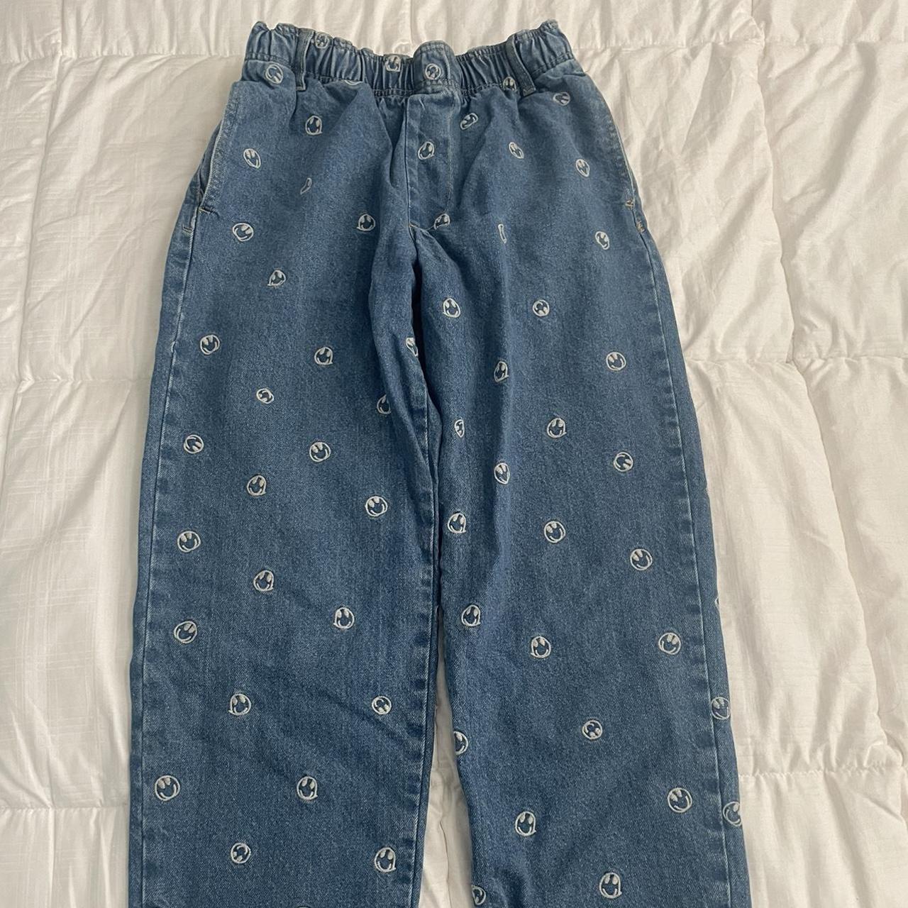 Size small loose fit draw string BDG smiley face pants - Depop