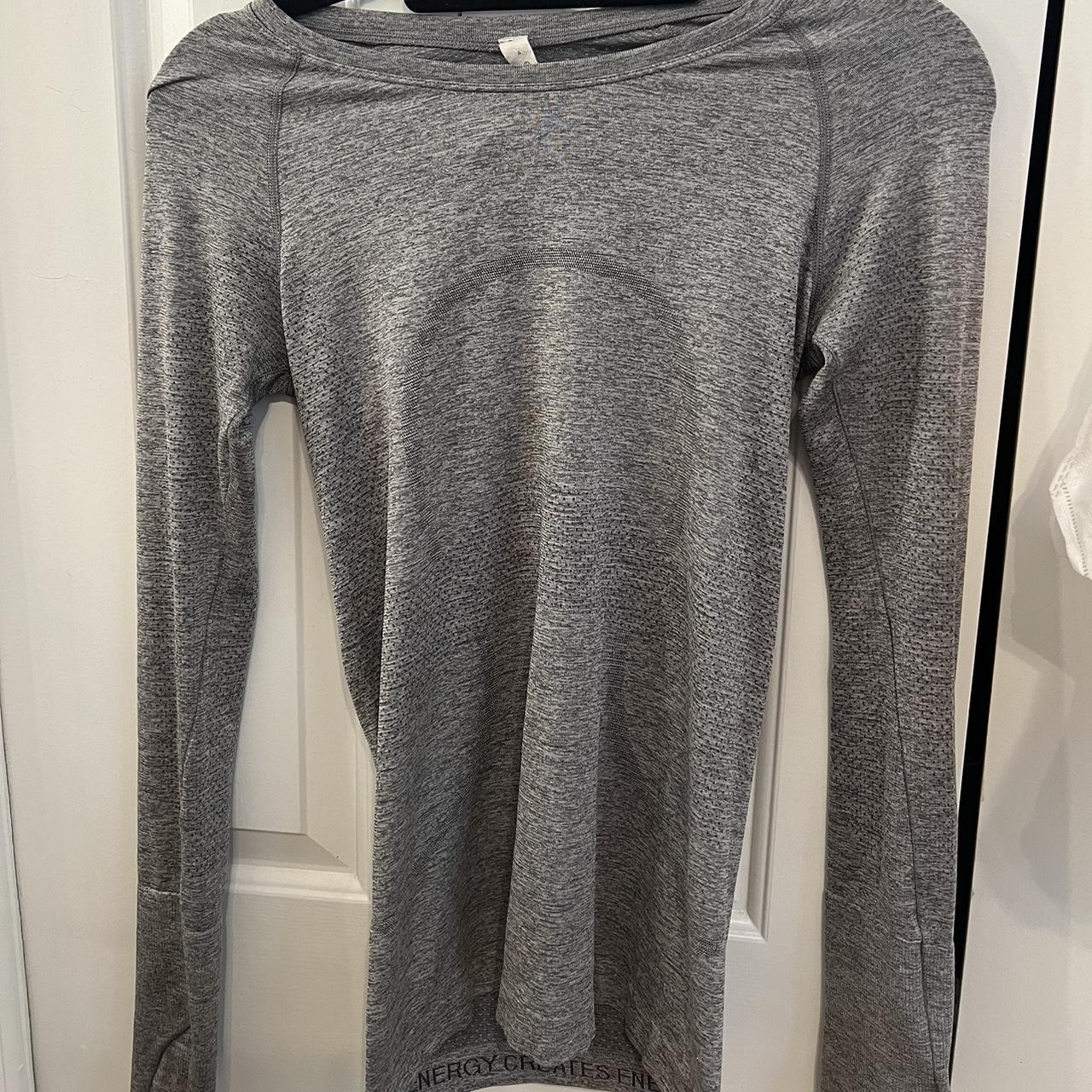 grey lulu lemon swiftly tech long sleeve • size... - Depop