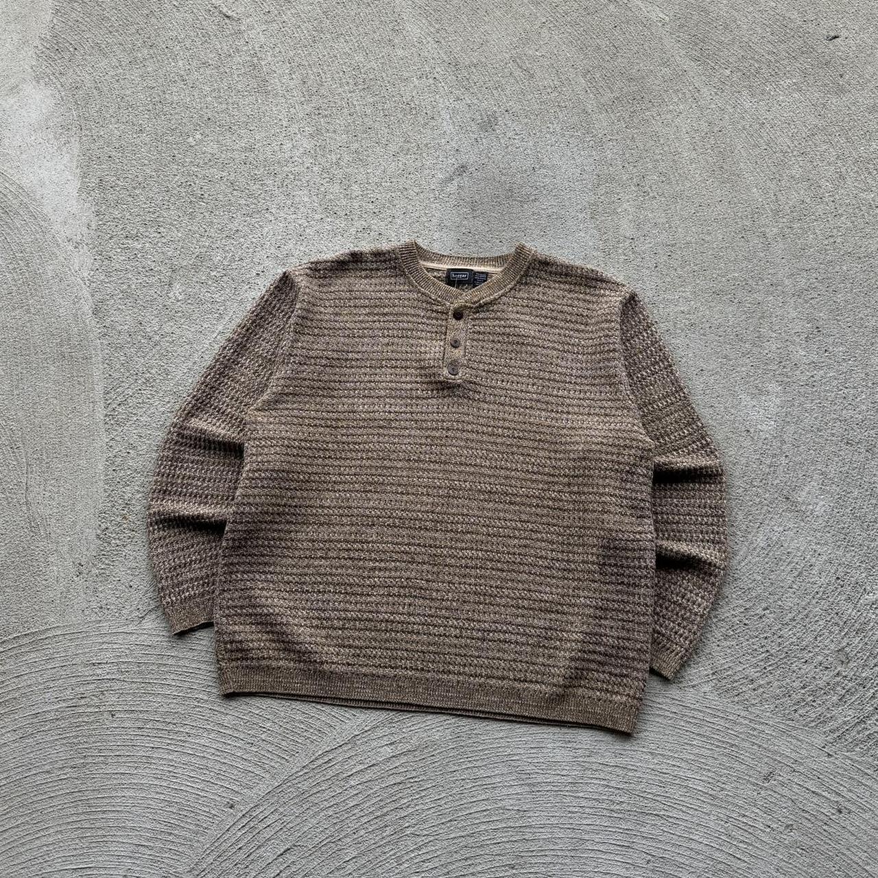 Vintage 90s Button Up Earthtone Sweater Size... - Depop