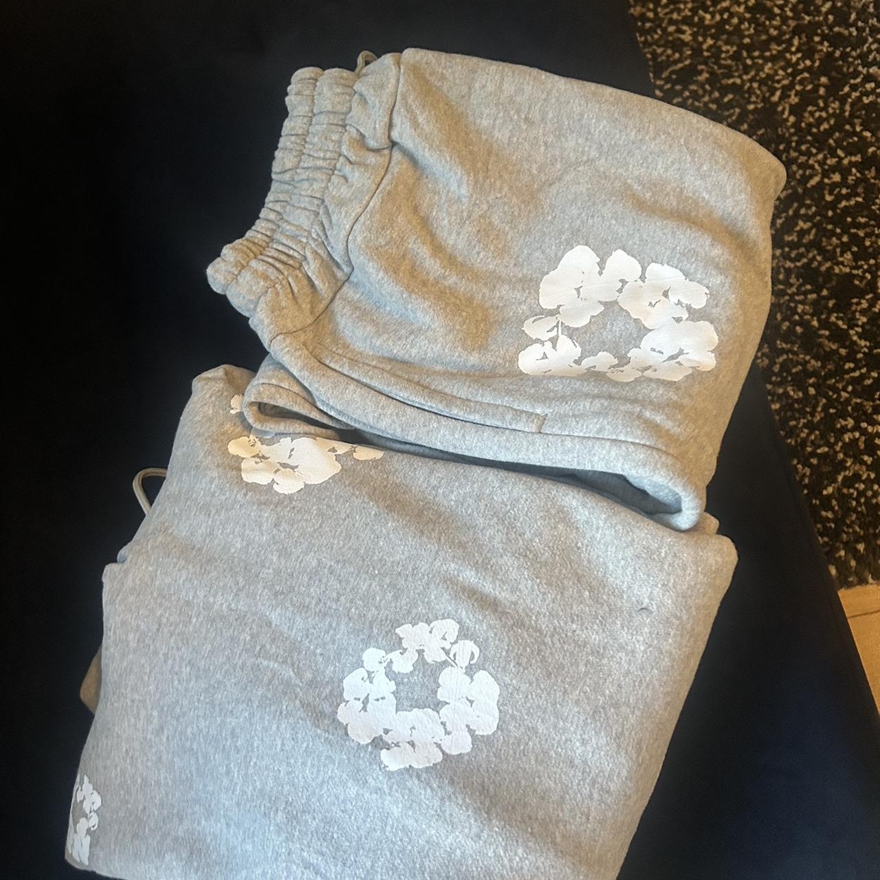 Light grey with white flowers tracksuit size M never... - Depop