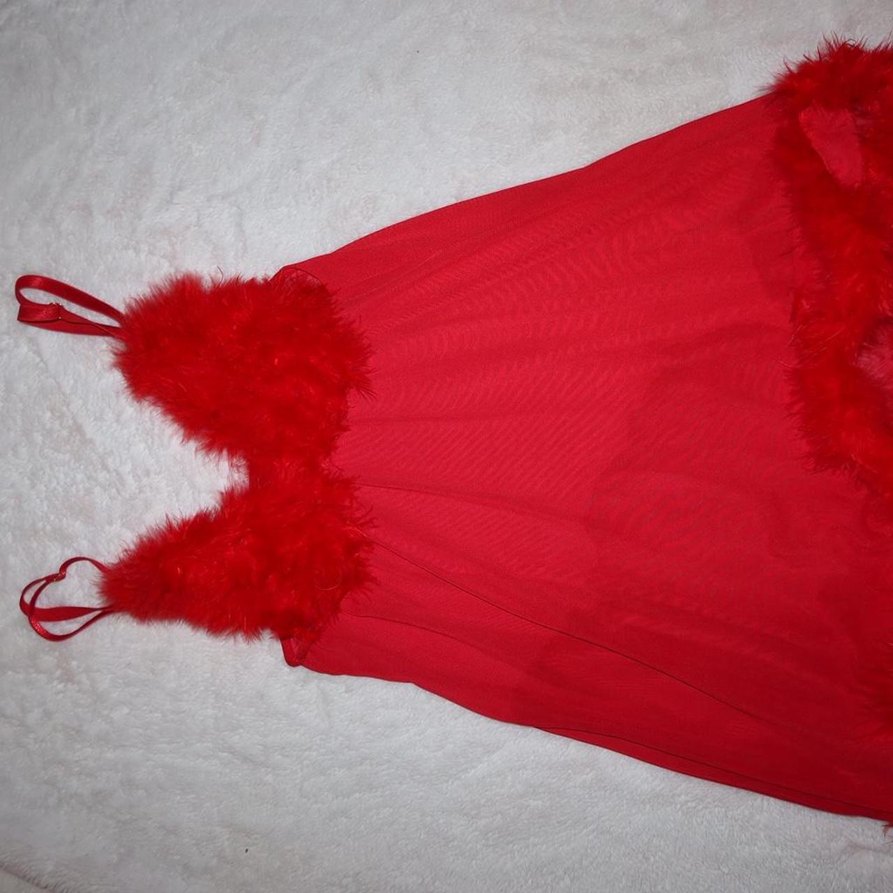 ️ Valentine’s Day Red Mesh & Feather Sleepwear –... | Depop