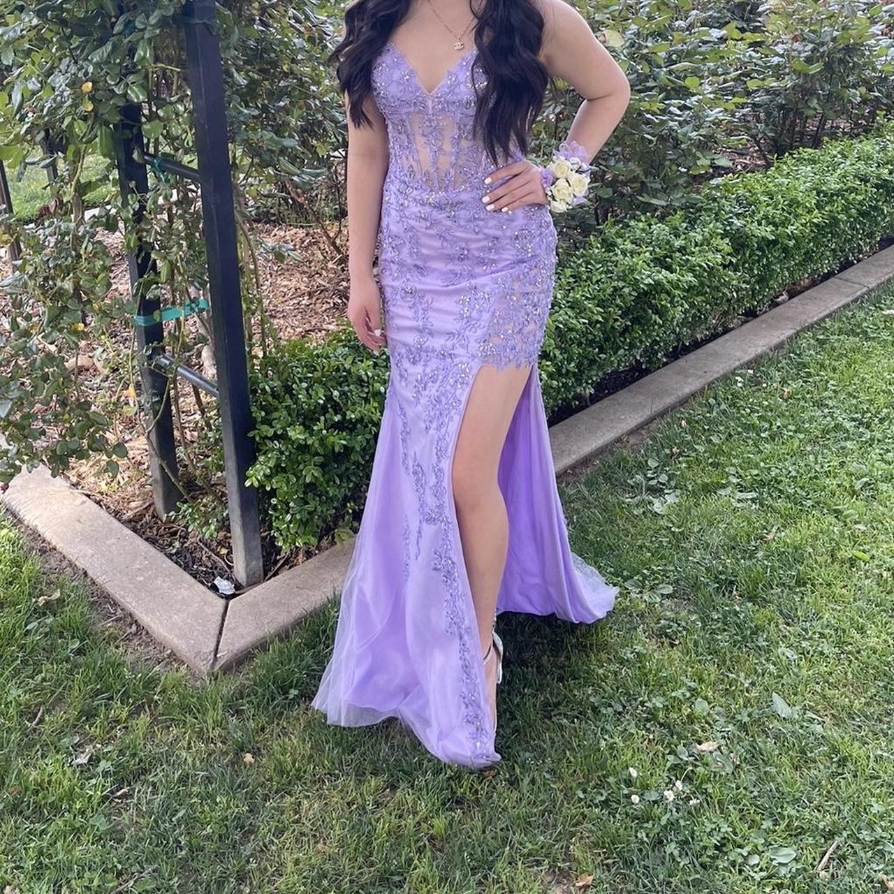 lavender prom dress size: XS wore once selling for... - Depop
