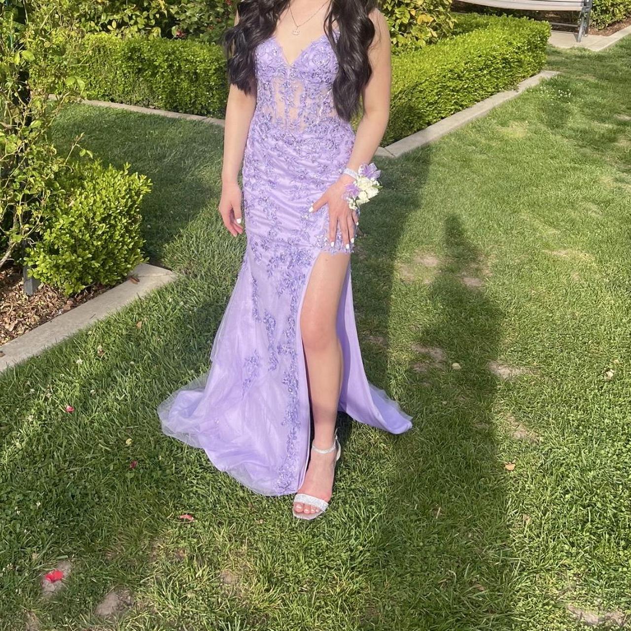 lavender prom dress size: XS wore once selling for... - Depop
