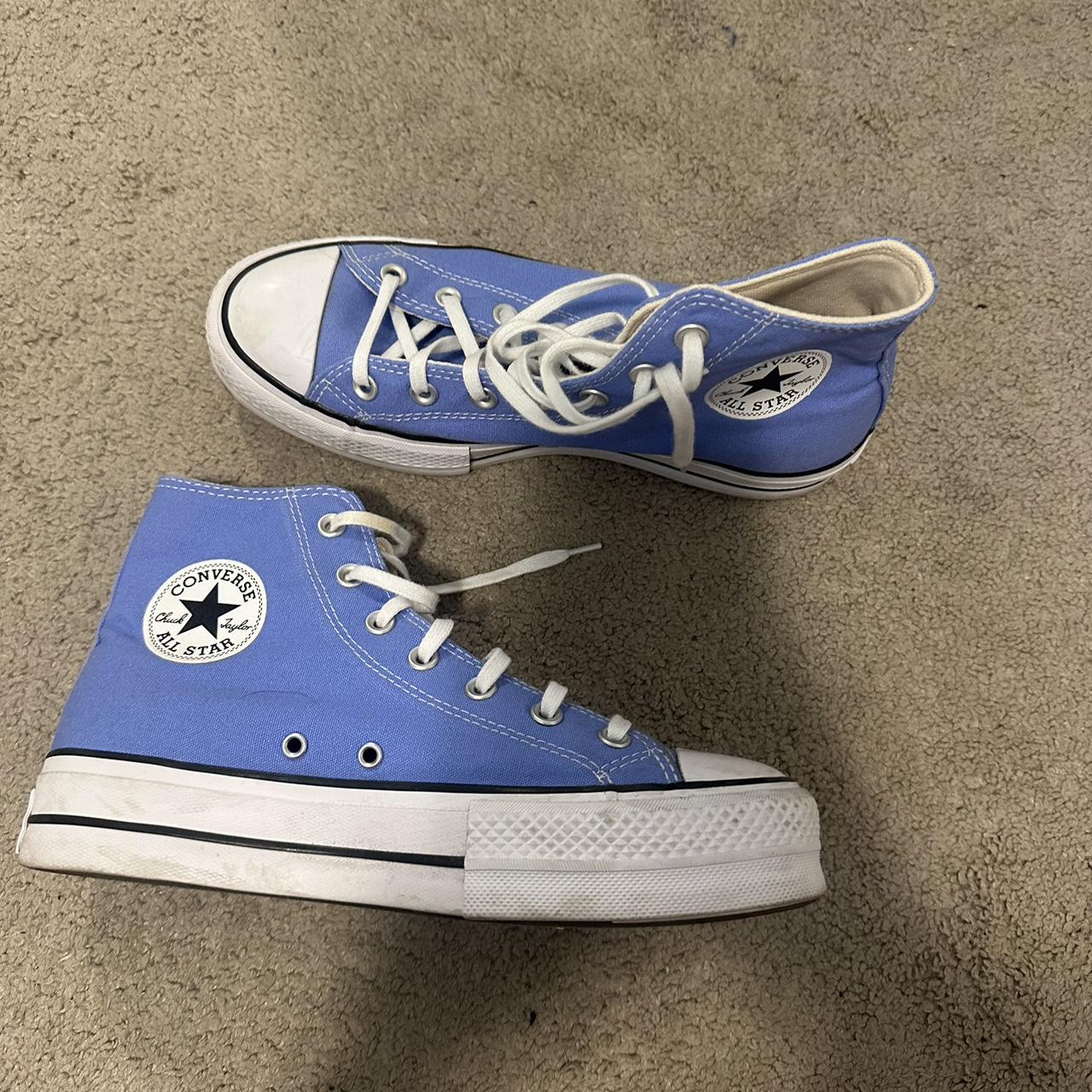 Cutest blue converse! Only worn a few times - Depop