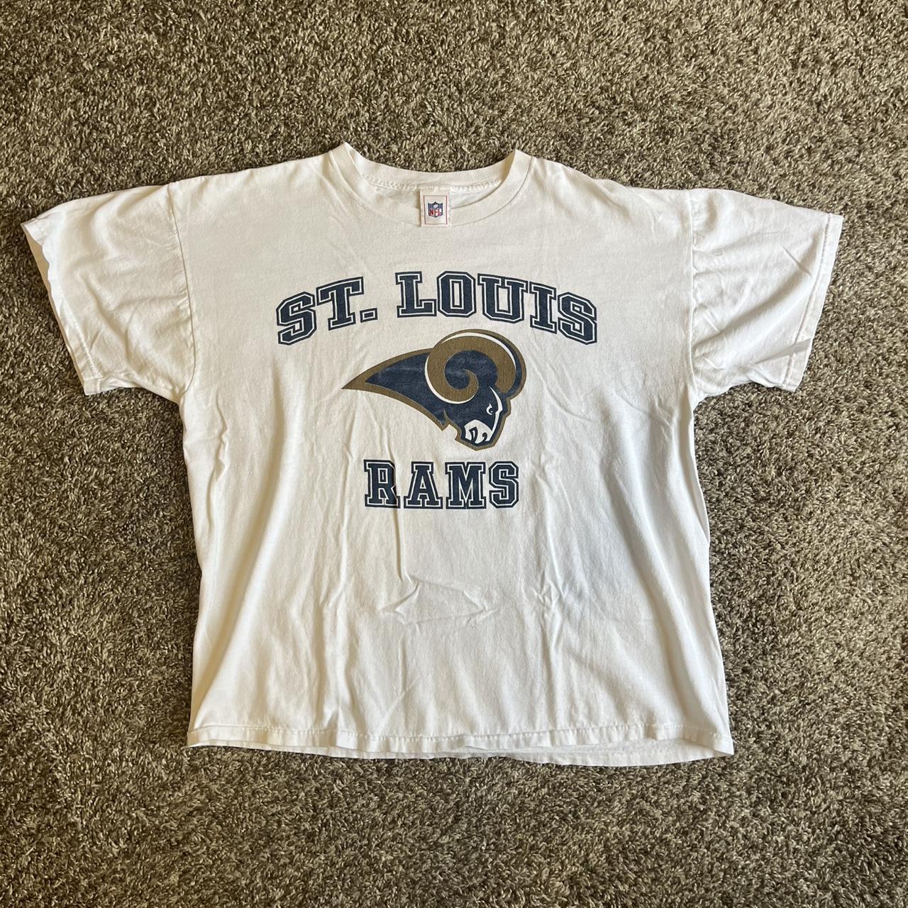 St. Louis Rams NFL white and blue cotton t-shirt... | Depop