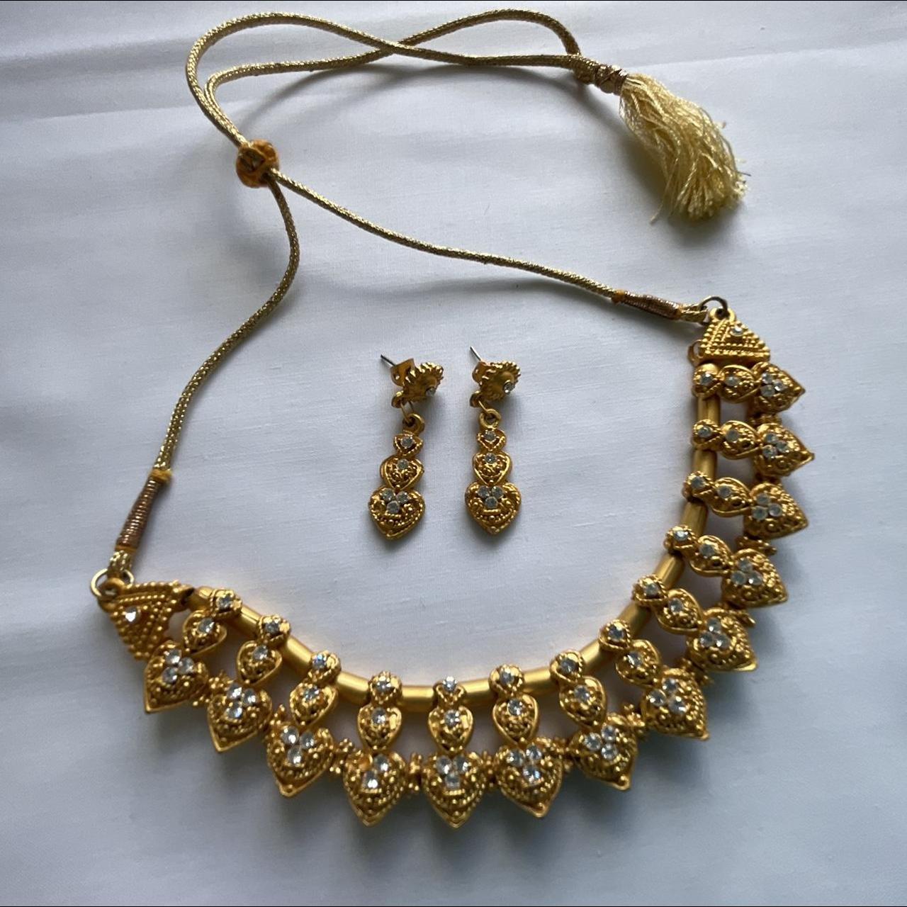 Beautiful Indian jewellery set in gold plated with... - Depop