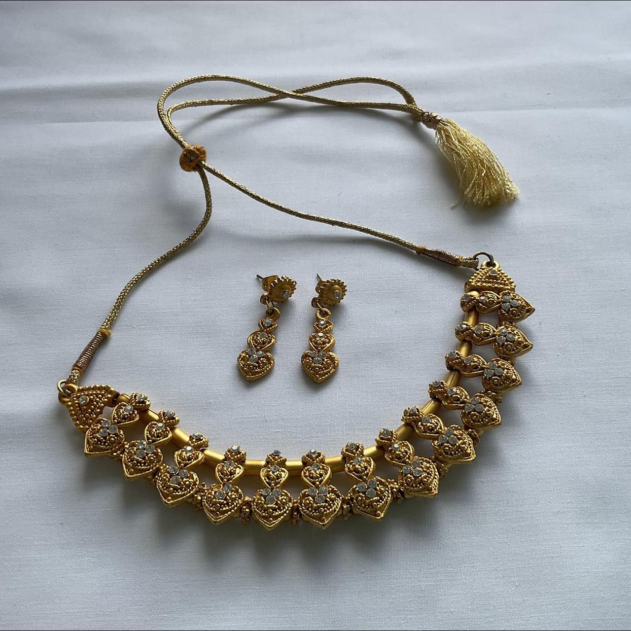 Beautiful Indian jewellery set in gold plated with... - Depop