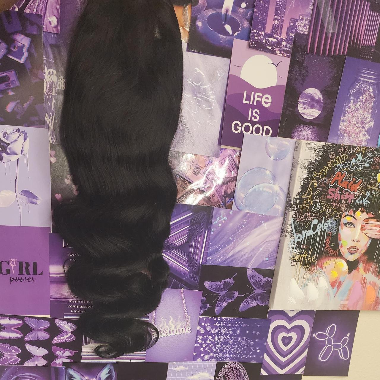 4×4 24 inch Black Body Wave Wig Human Hair - Depop