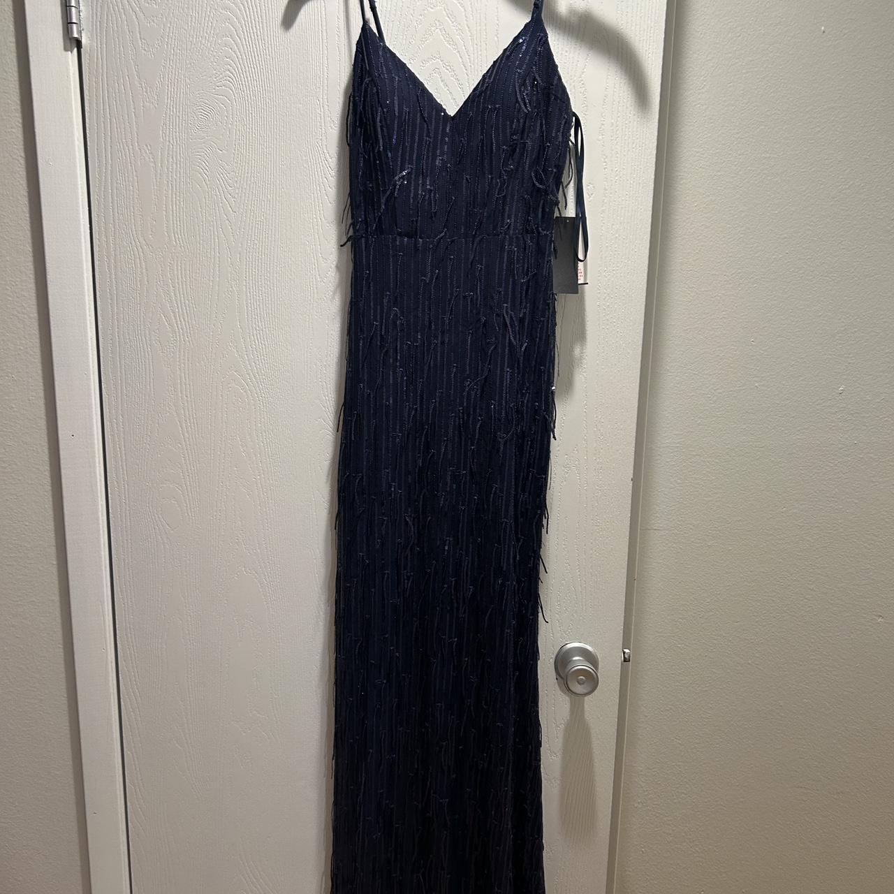 PROM DRESS navy blue/ indigo formal dress never... - Depop