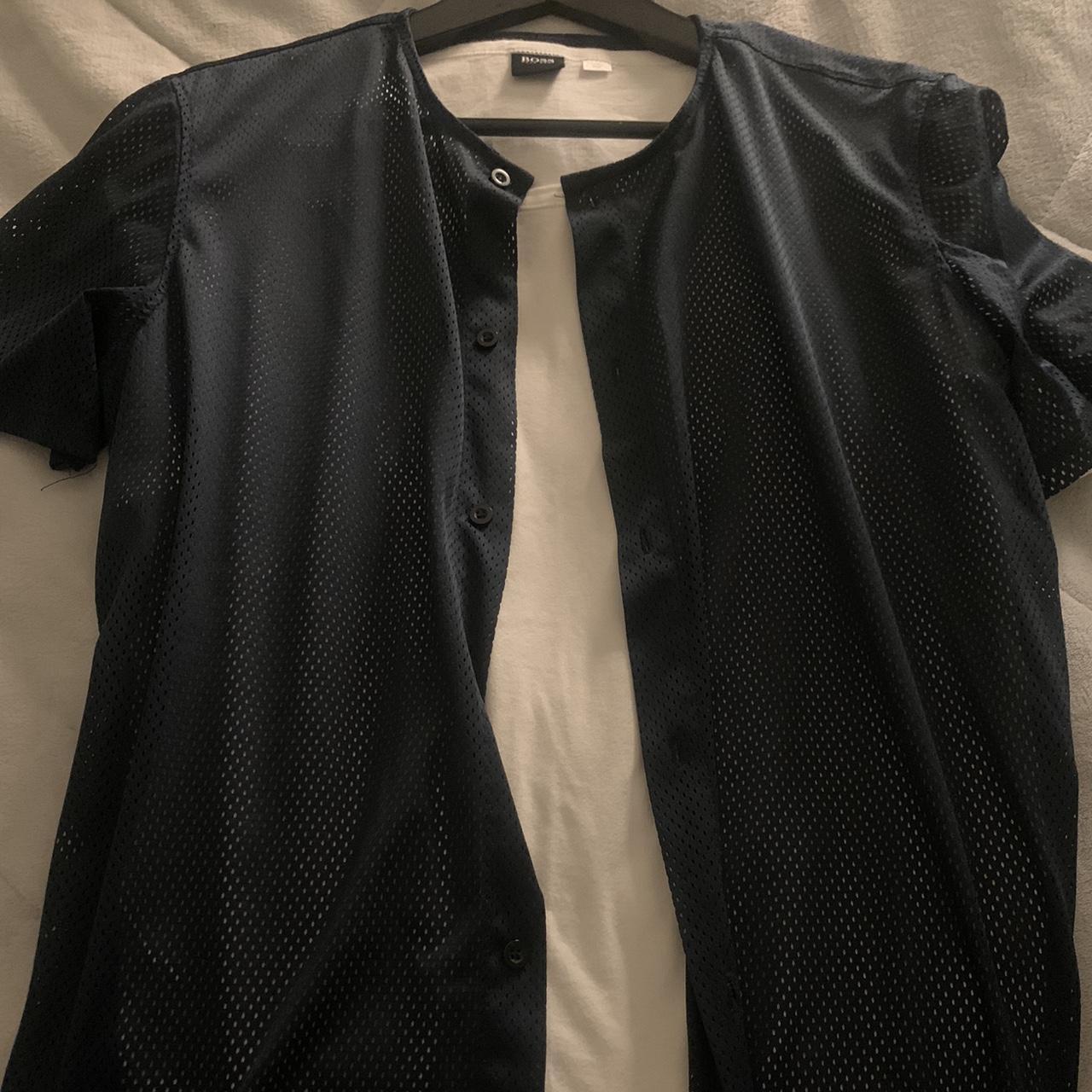 Navy Blue Mesh Baseball Shirt (size small) ⚾️... - Depop