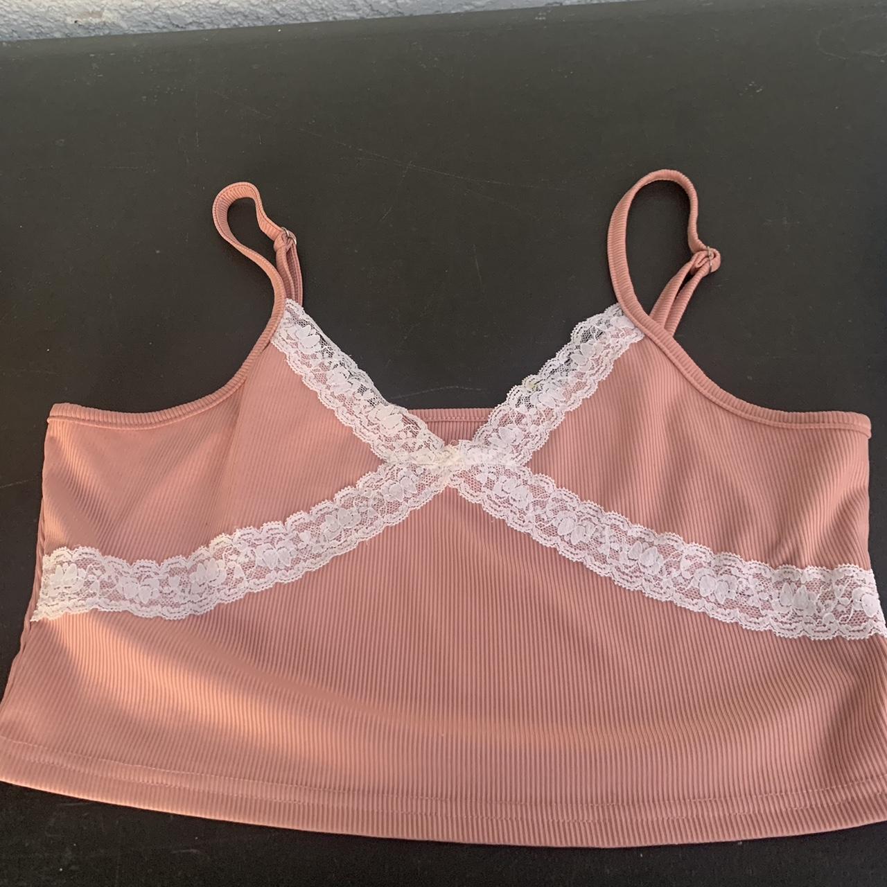 Cute tank top Pink with lace 💖 Adjustable straps ... - Depop