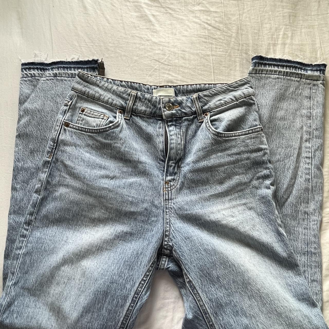 Raw Hem Straight Leg Jeans Women’s size 8 Light... - Depop
