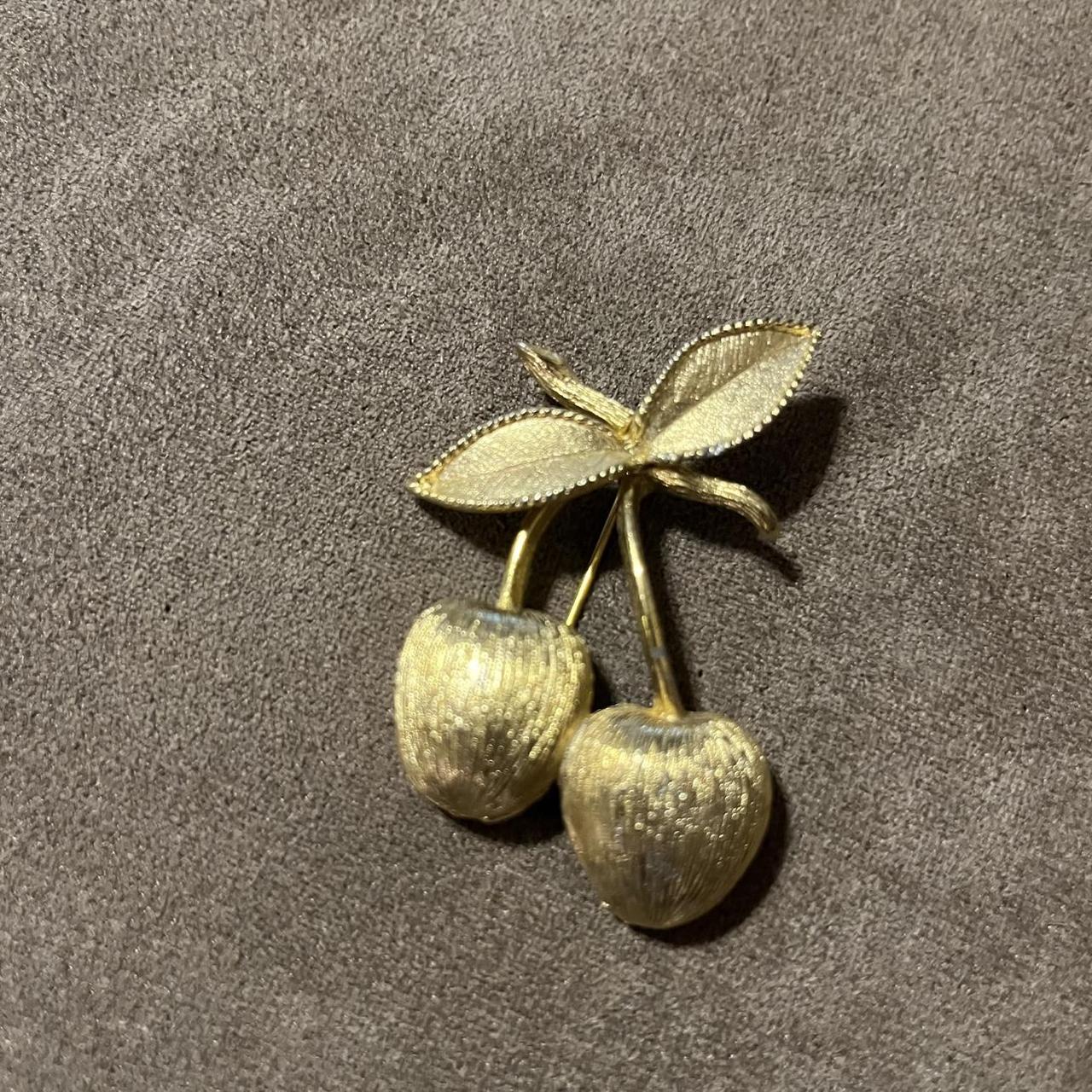Vintage Signed Sarah Coventry Gold Tone Cherries... | Depop