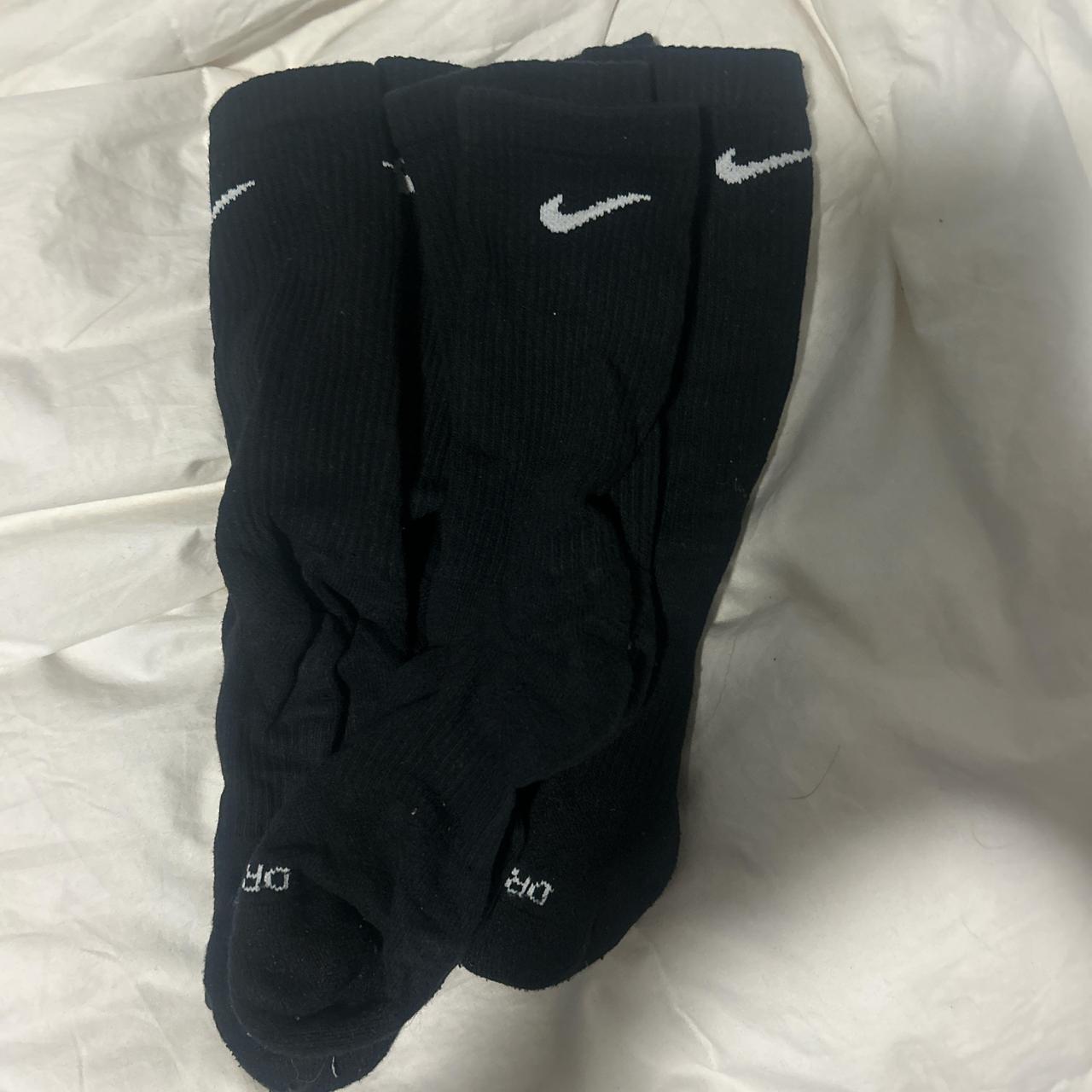 3 pairs of black nike crew socks - barely worn -... | Depop