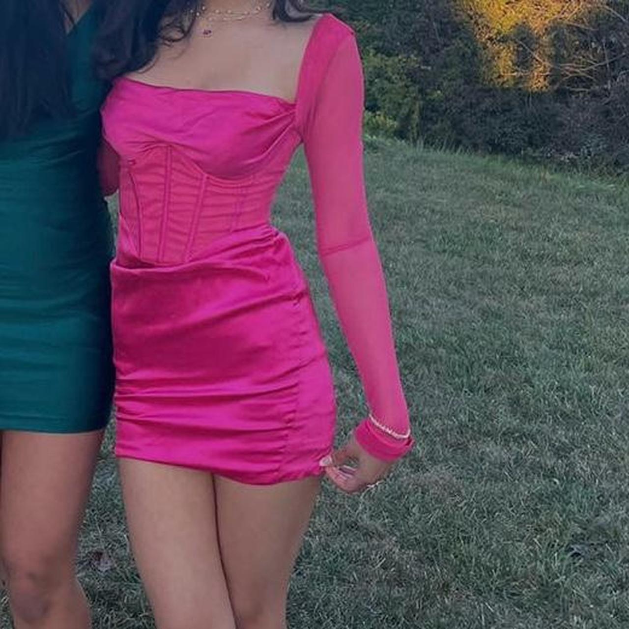 Oh Polly Hot Pink Corset Dress Depop