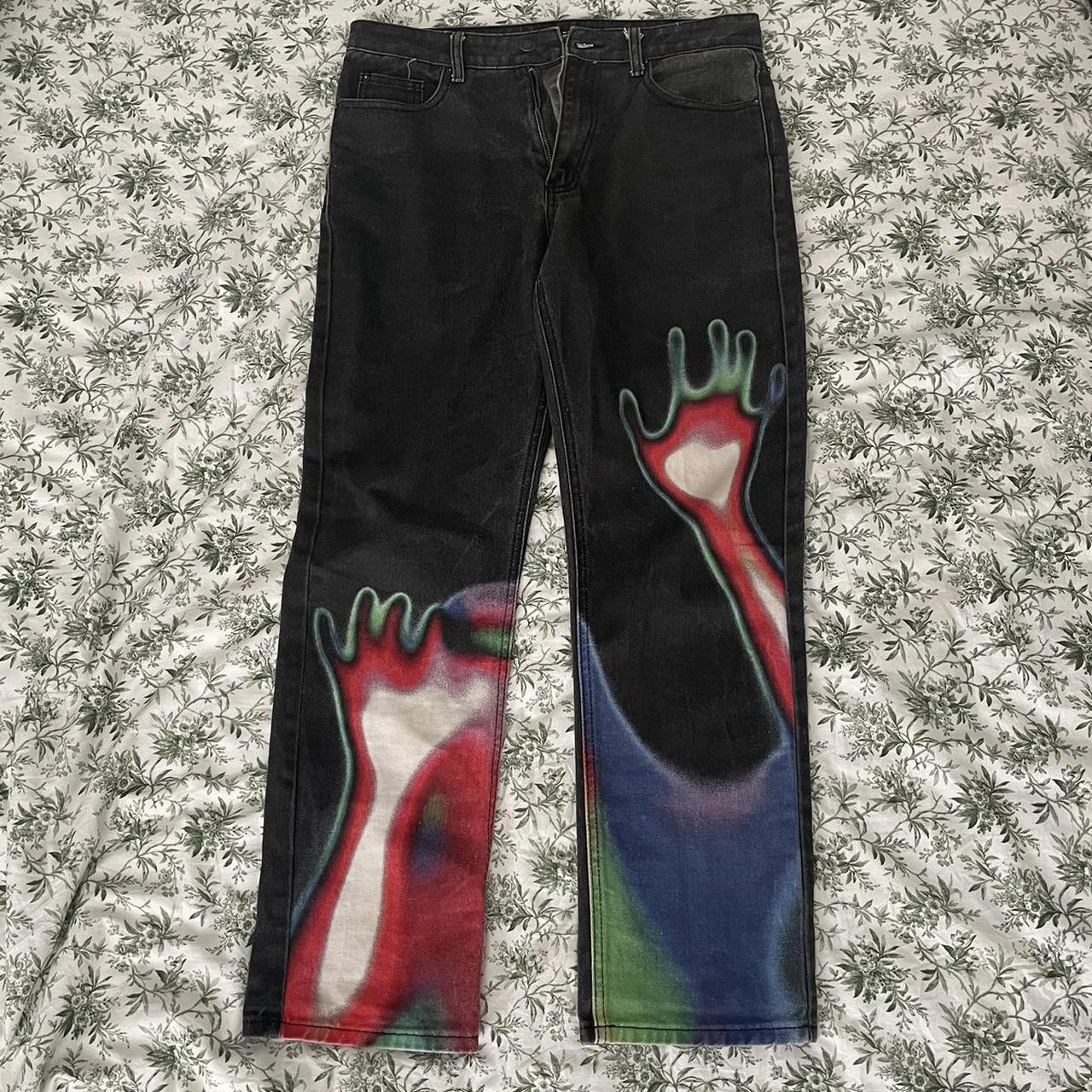 MULTI COLOR HAND JEANS #art #arthand #printed... - Depop