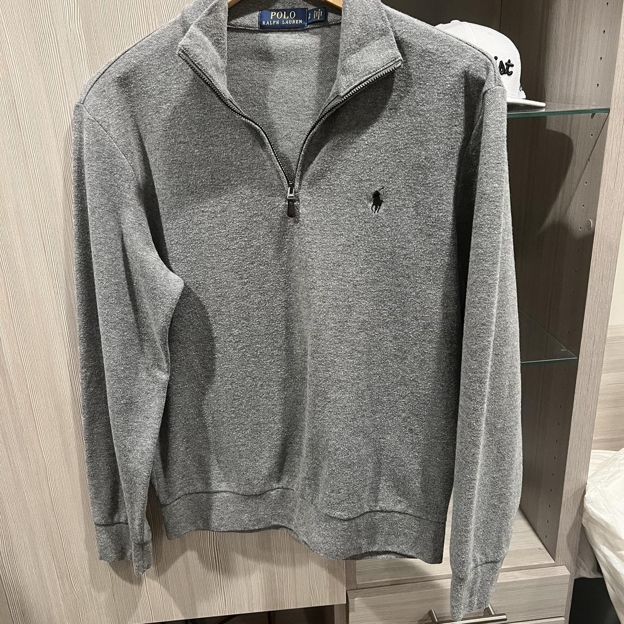 Grey Polo Quarter Zip perfect condition barely any... - Depop