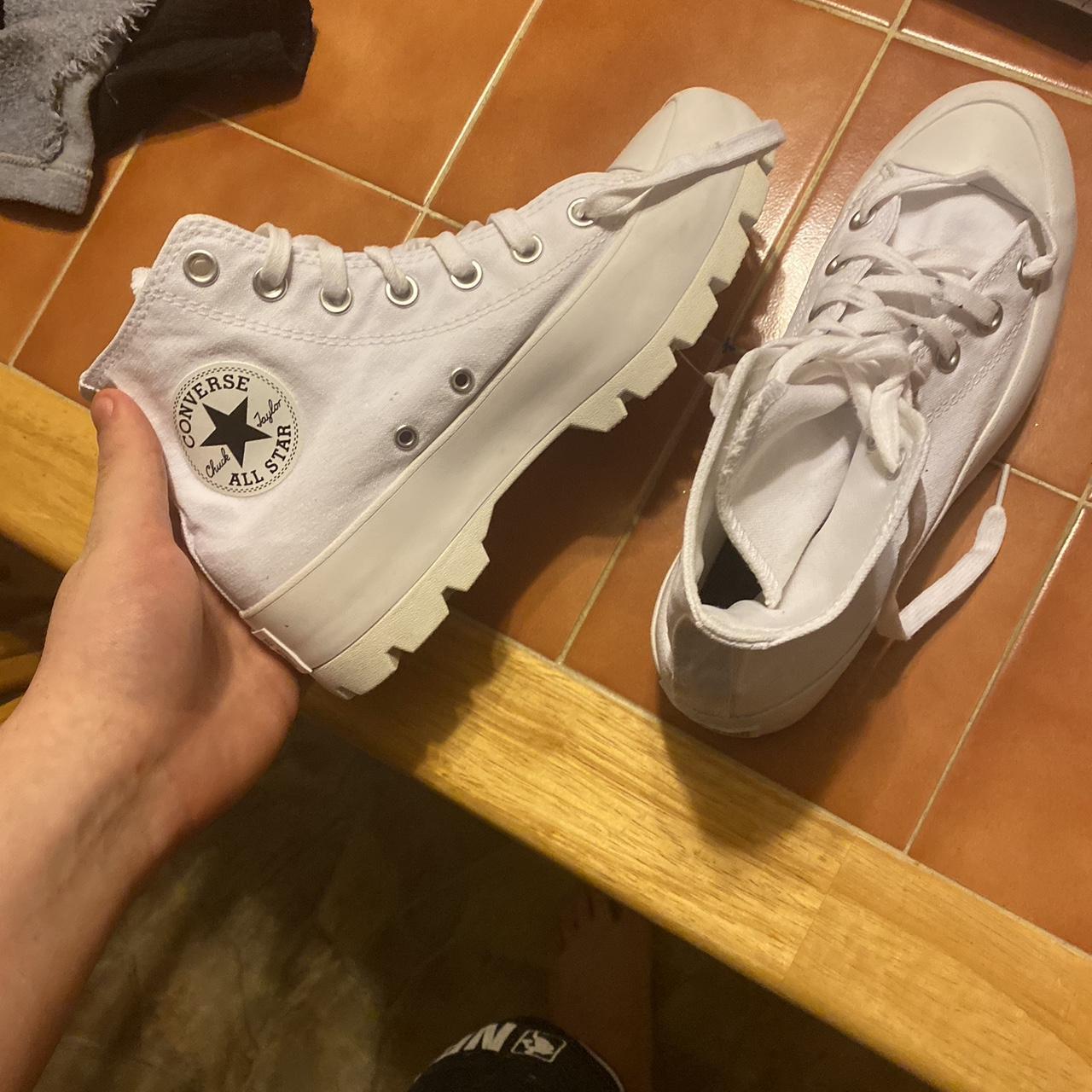 White Converse all star lugged boots (SIZE 7... - Depop