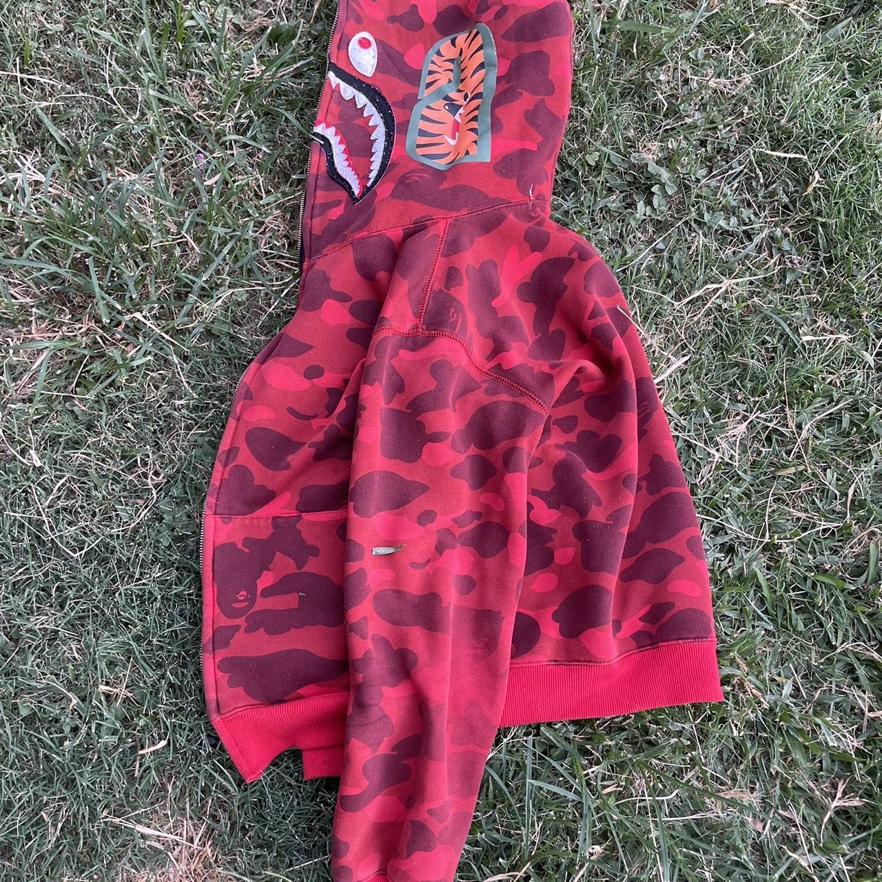 Red BAPE hoodie Size :... - Depop