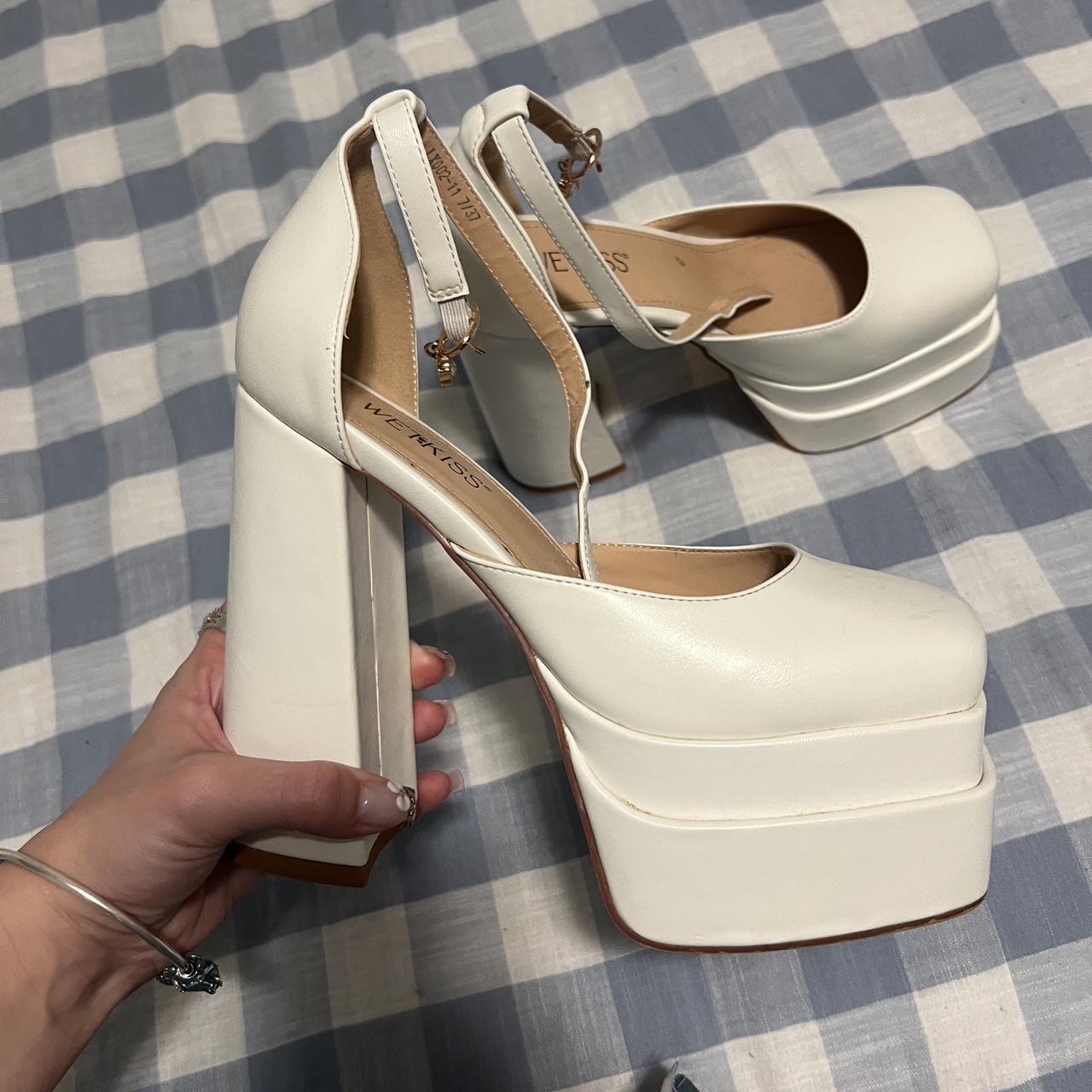 Super platform white heals Only worn like three... - Depop