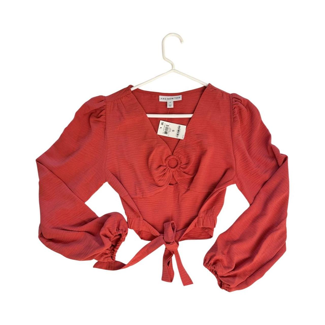 red orange blouse string to tighten the waist new... - Depop