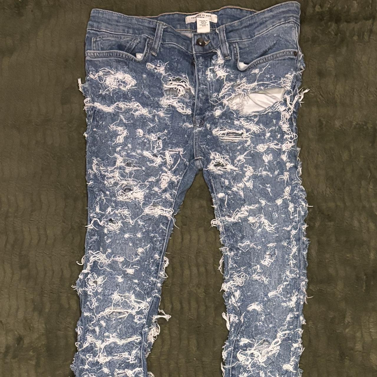 Extreme Destressed denim stacks - Depop