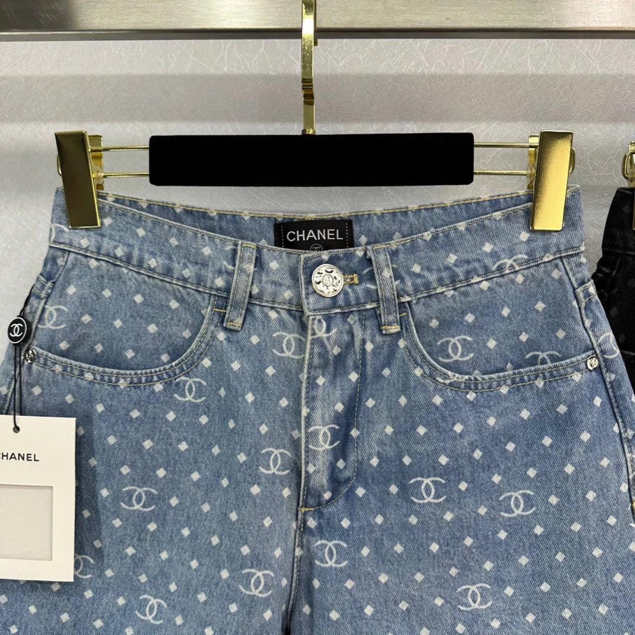 Chanel women 36 denim short pants jeans shorts. blue... - Depop