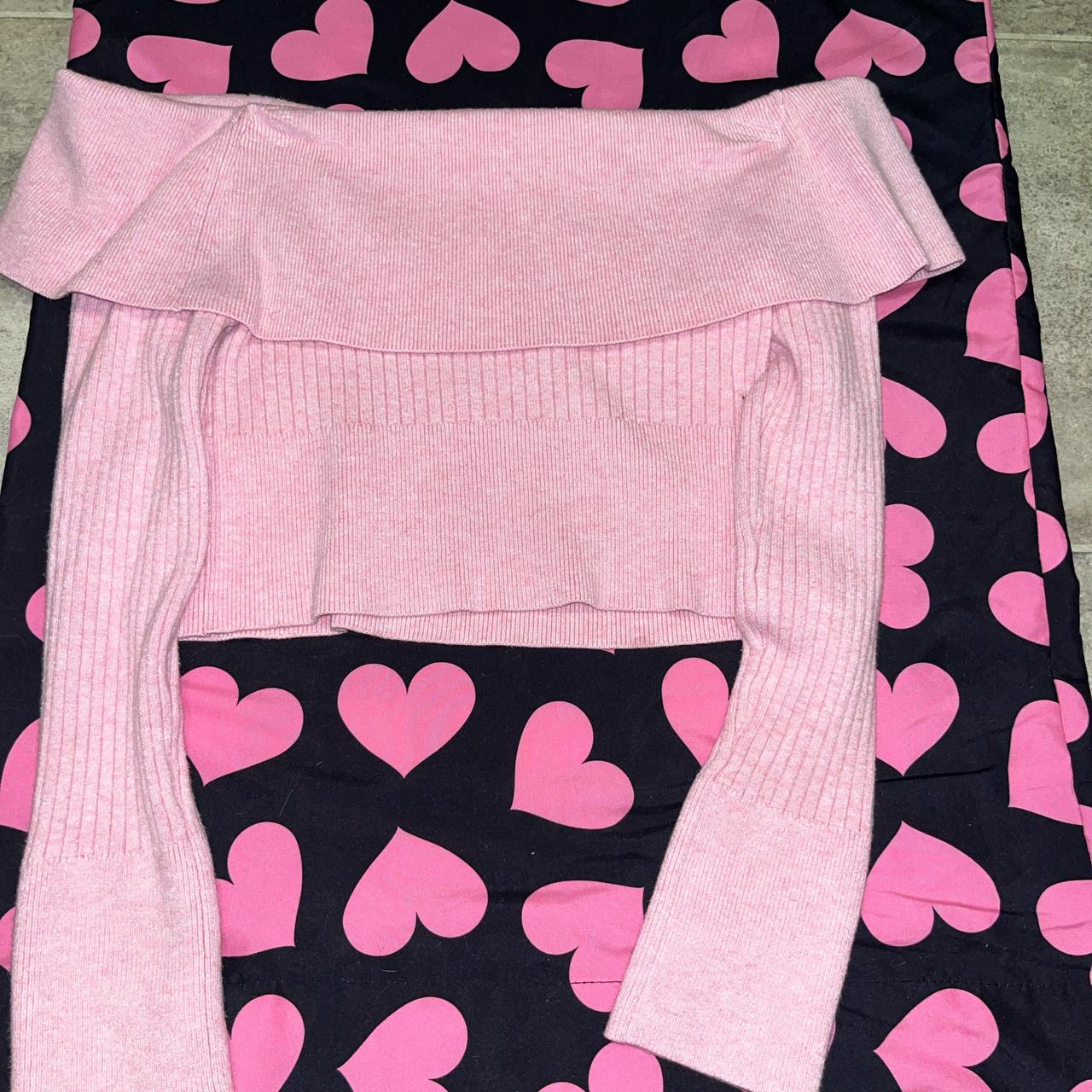 Wild fable pink off the shoulder crop sweater - Depop