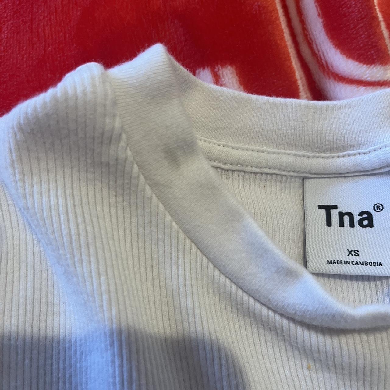 Aritiza Tna White Ribbed Short Sleeve size XS Minor... - Depop