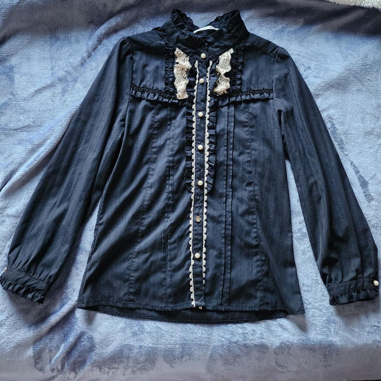 Axes Femme black & cream long-sleeve blouse ... - Depop