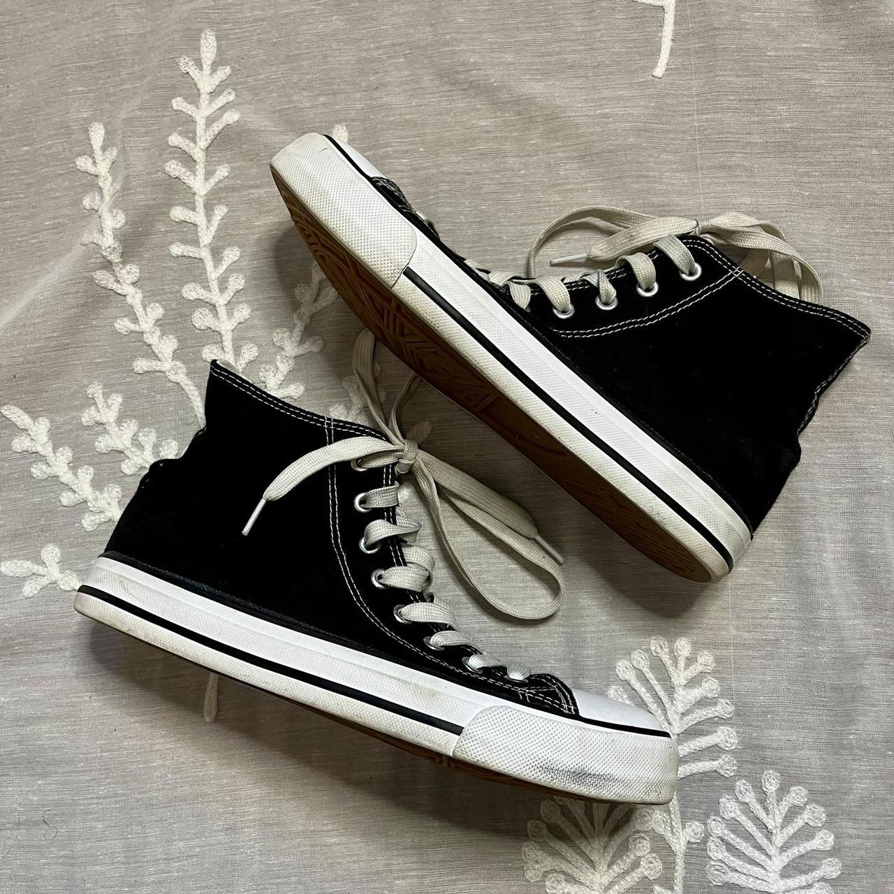 Off brand converse high top sneakers Size 9 Light... - Depop