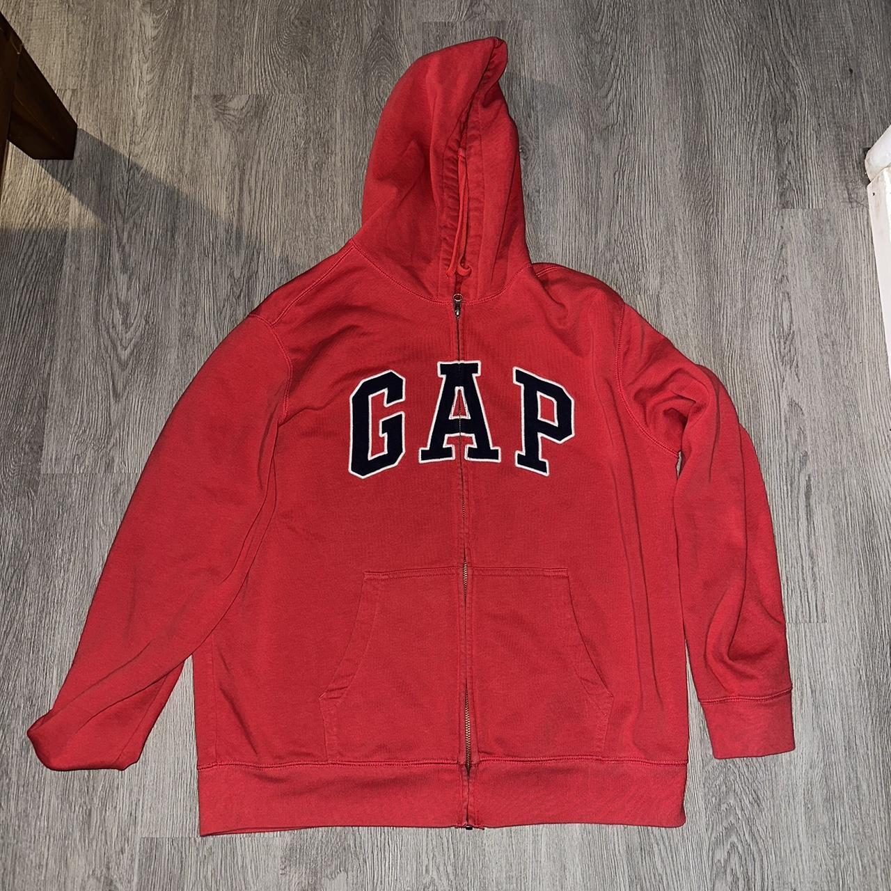 GAP Red Zip up L #GAP #Zipup #hoodie - Depop