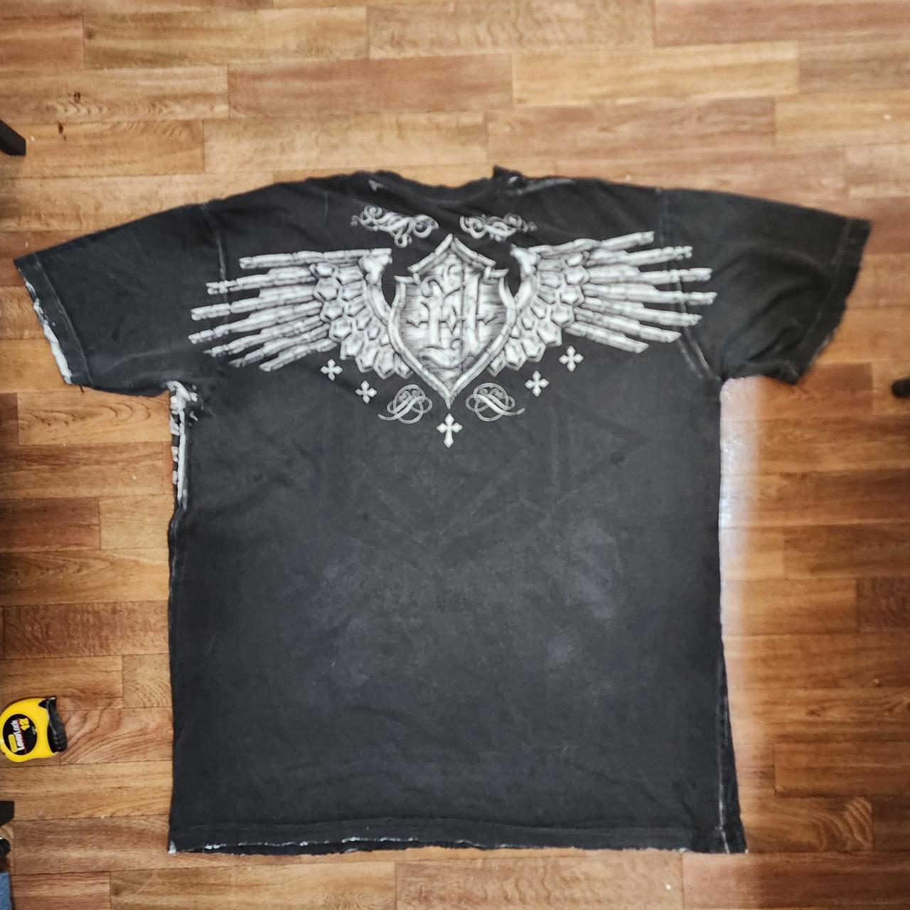 Affliction reversible shirt emo grunge look 24x29... - Depop