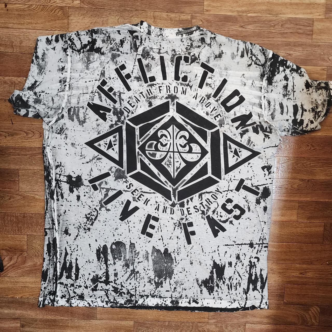 Affliction reversible shirt emo grunge look 24x29... - Depop