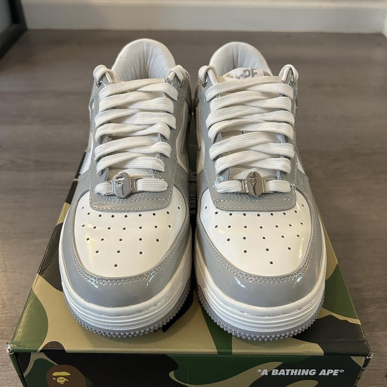 BAPE Men’s Light Grey/White Sneakers Size 8.5 With... - Depop