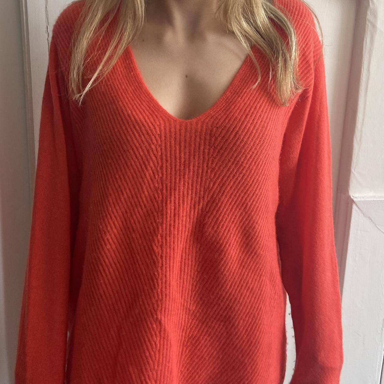 Pure collection cashmere red V-neck jumper, super... - Depop