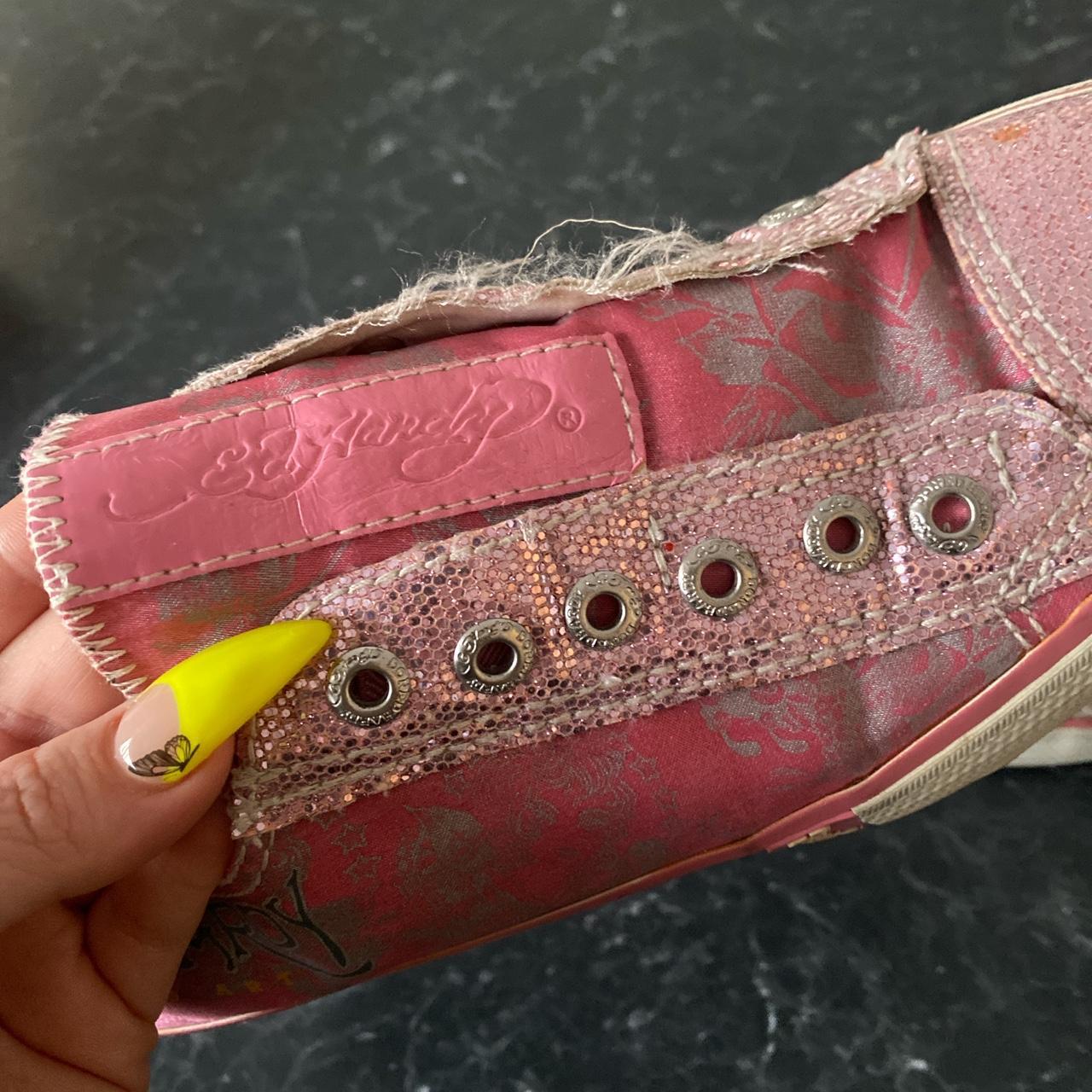 ED HARDY VINTAGE PRE-LOVED Pink glitter slip on... - Depop