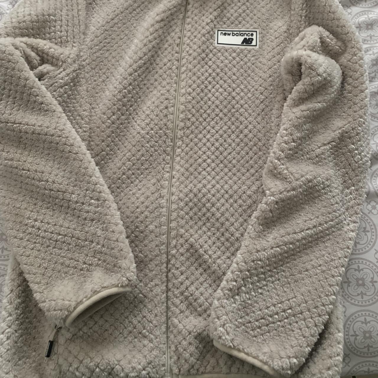 Cream New Balance fluffy jacket #streetwear #sweater... | Depop