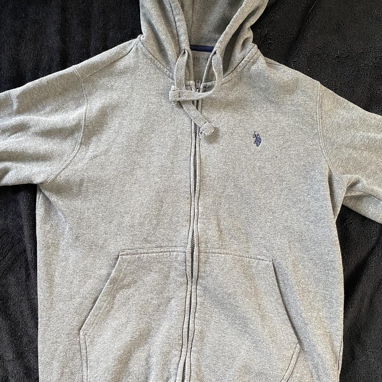 Grey Polo Zip-Up Hoodie (Size L) #polo #grey... - Depop